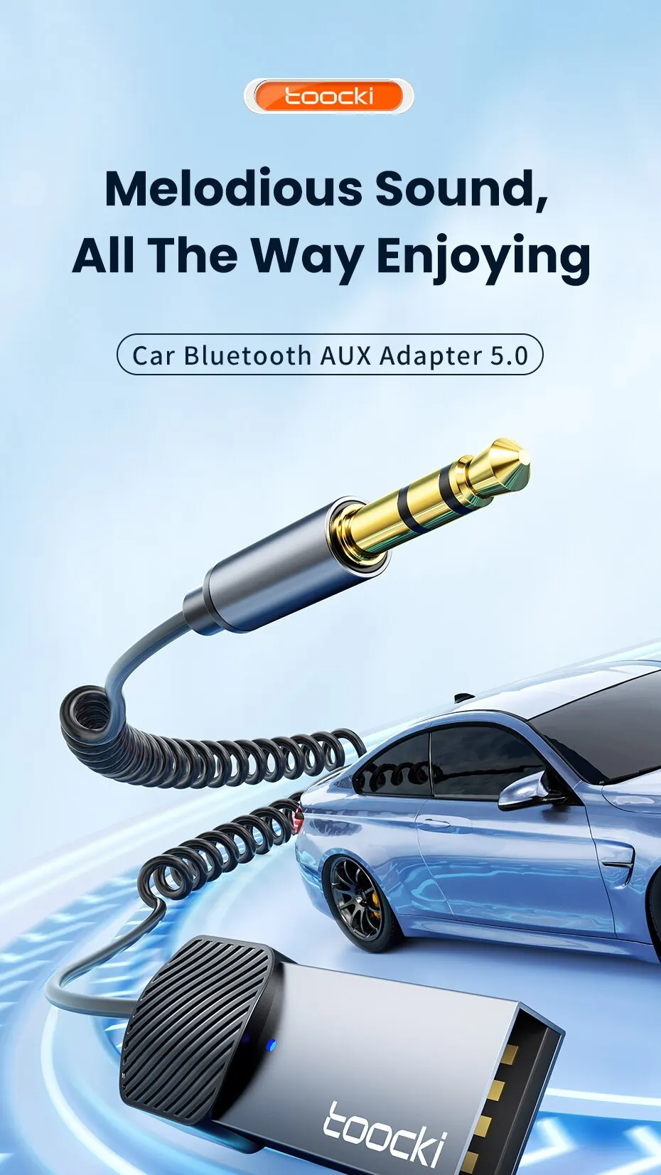 Toocki Aux Bluetooth Car Adapter Dongle Cable For Car Tablet Bluetooth ...