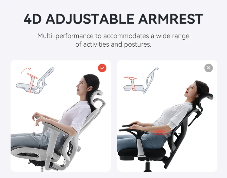 Sihoo M57C Ergonomic Office Chair with Adjustable Backrest & Footrest ...
