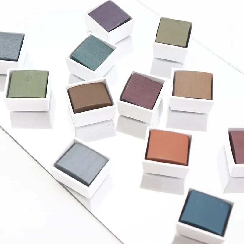 12 Colour Watercolor Paint Portable Plastics Box Flash Retro ...