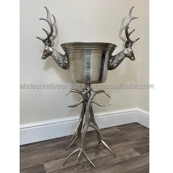 Silver Deer Head Aluminum Ice Bucket Red Wine Ice Grain Bucket Wine ...