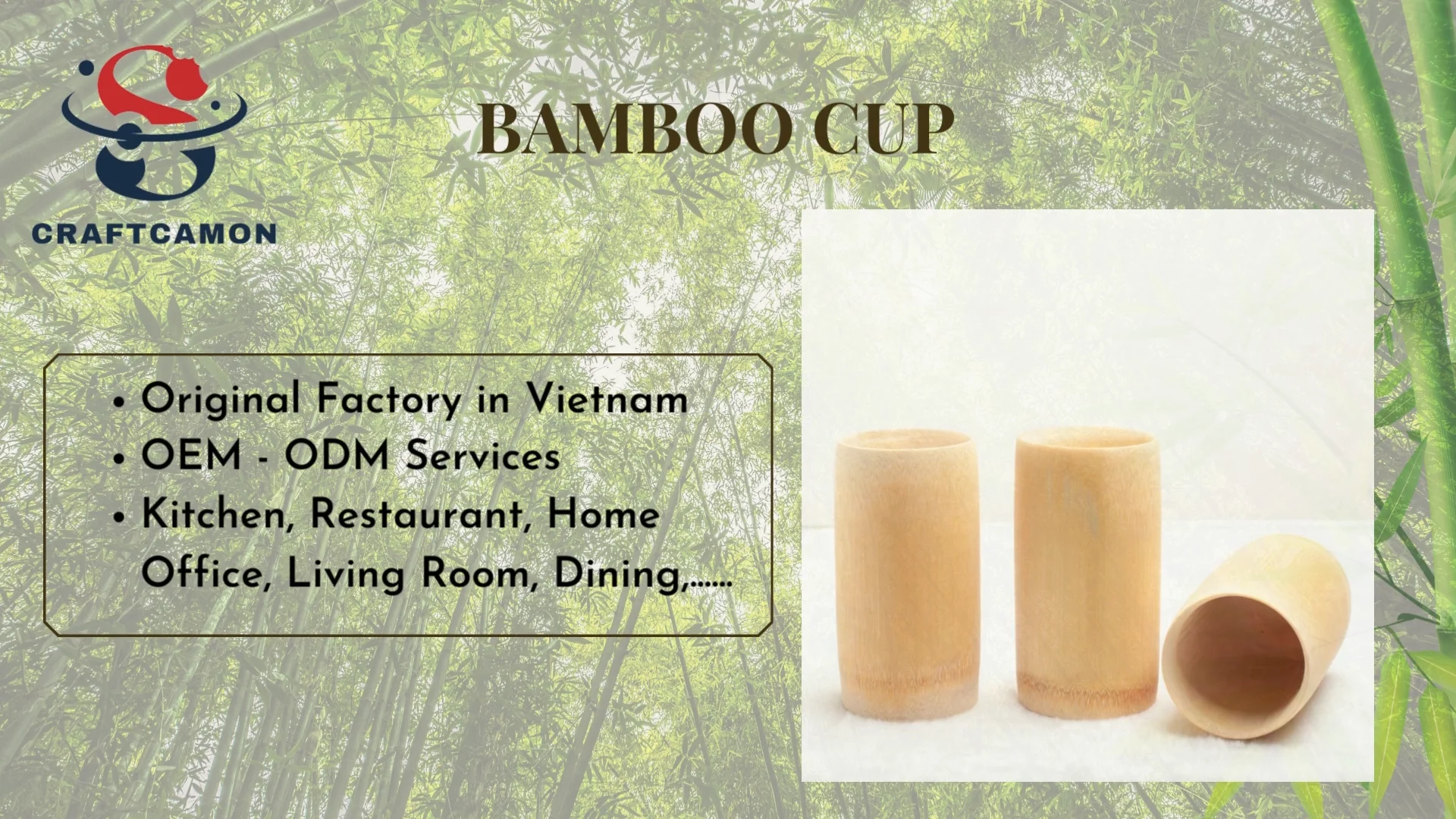 100% Process Products Eco Friendly Bamboo Wooden Cup Reusable Cups ...