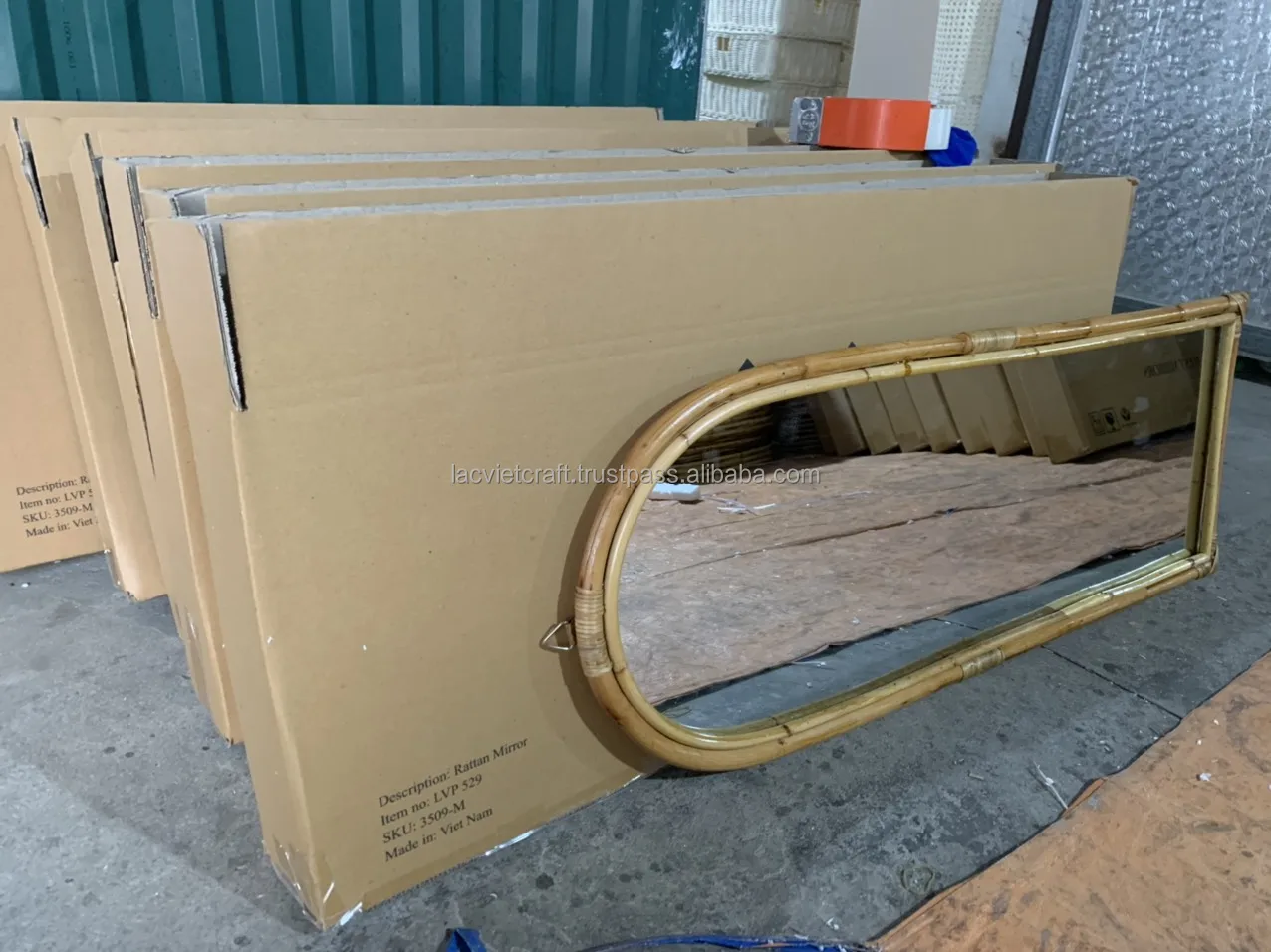 Available Modern Large Black Rattan Arch Mirror With Foldable Iron ...