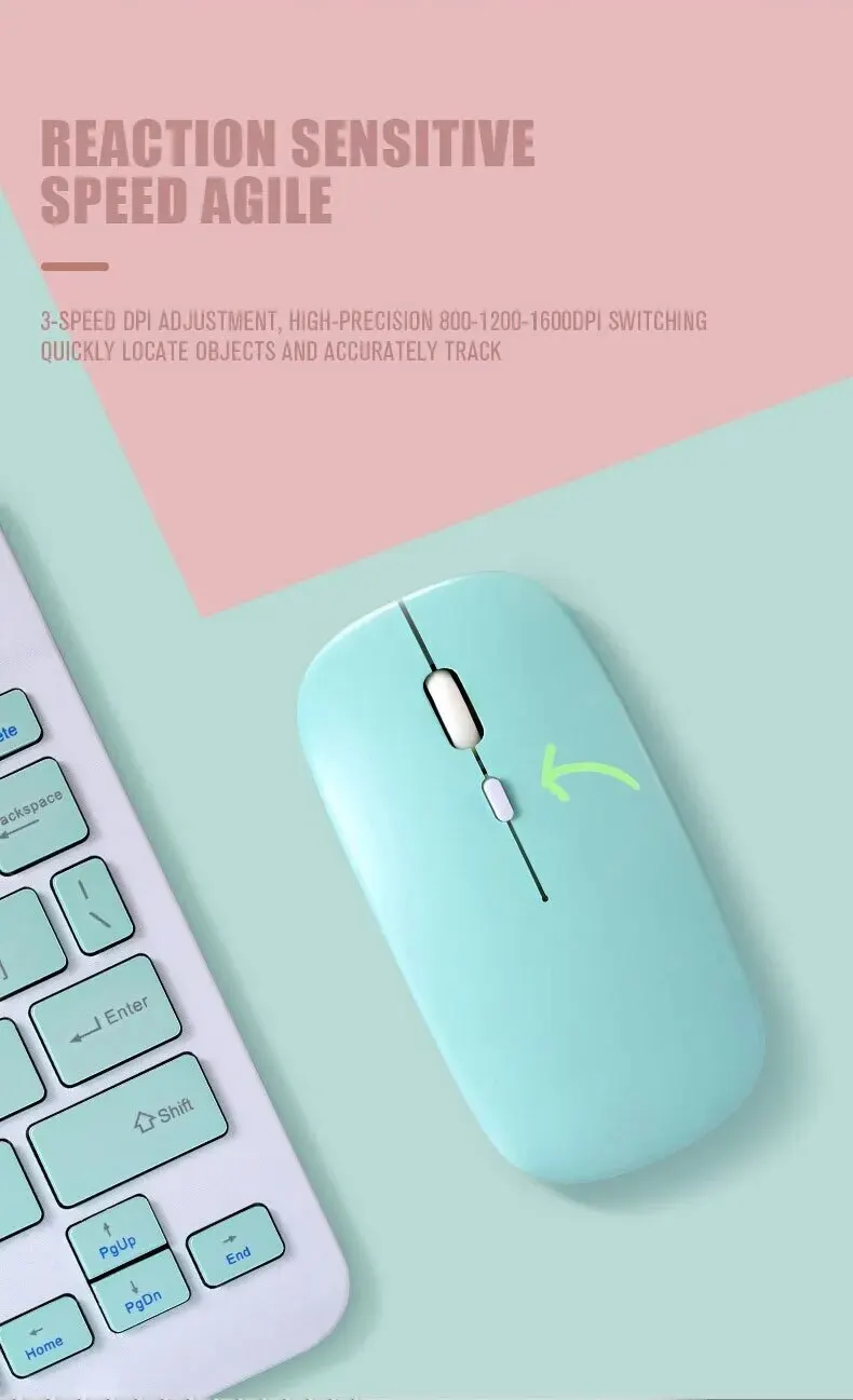 Macaron Rechargeable Wireless Bluetooth Mouse 2.4g Usb Mice For Android ...