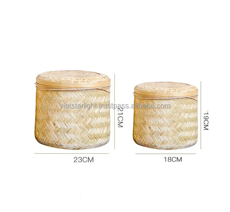 Bamboo Round Box with Lid - Perfect for Gift Storage