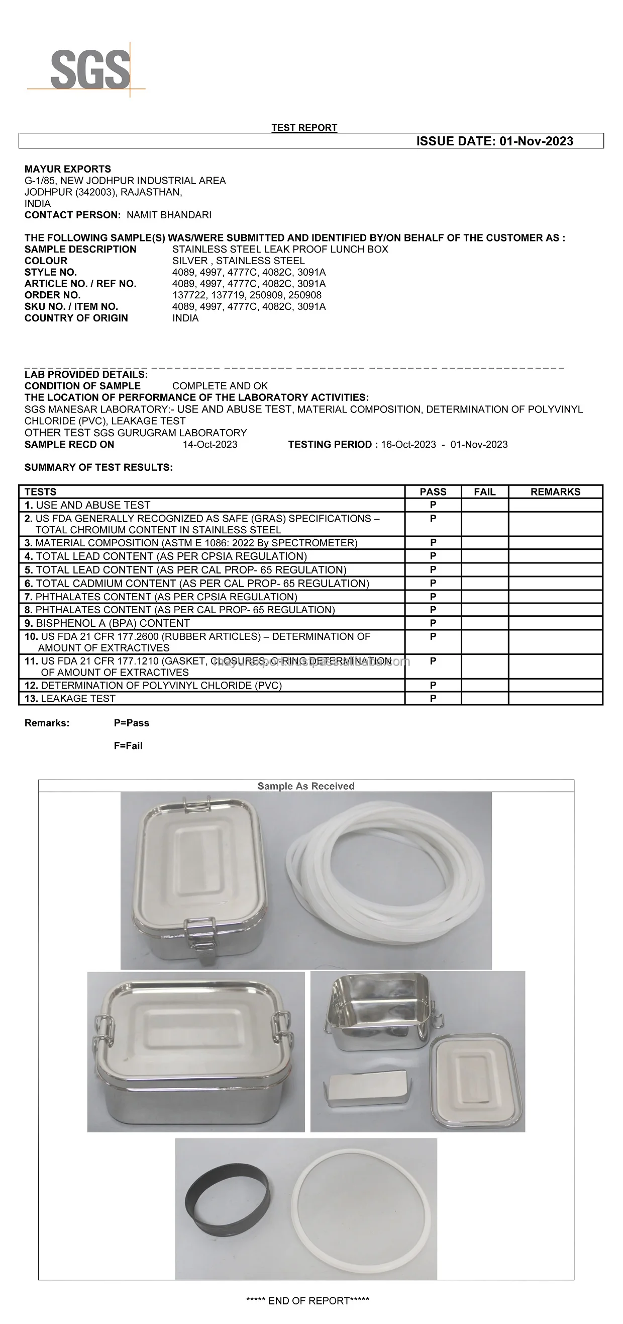 Stainless Steel Leak Proof Lunch Box With 4 Locking Clips Metal Bento ...