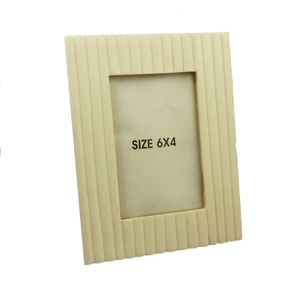 4x6" Photo Size White Resin Inlay Stripe design Picture Frame And Ivory ...