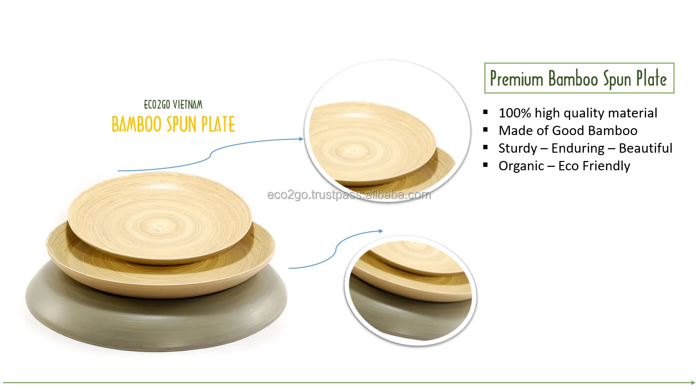 Eco2go Vietnam Spun Bamboo Plates - Natural & Reusable