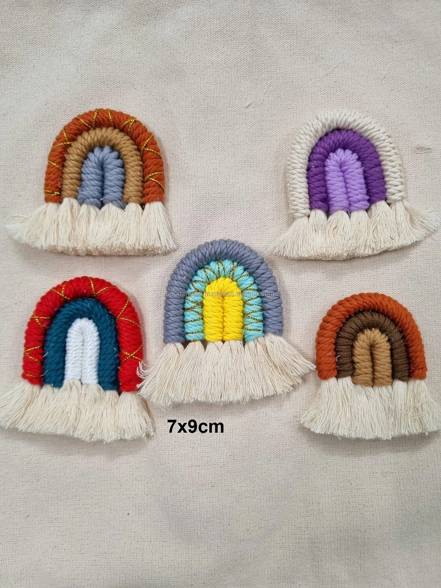 Handmade Customize Rainbow Macrame Key Chain Charming - Buy Macrame Car ...