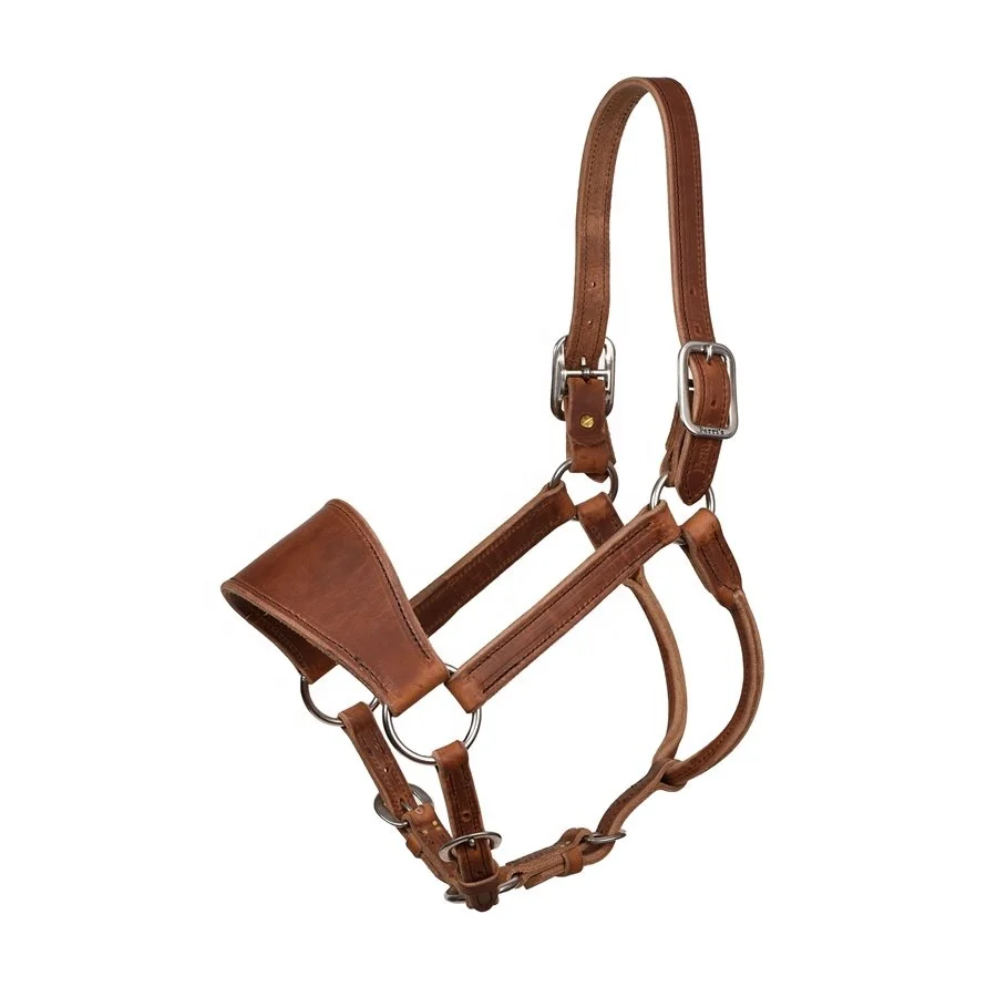 Durable Leather Horse Halter Lightweight Guanine Nylon Dark Khaki And ...