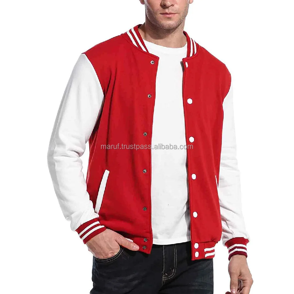 2025 Wholesale Blank Plain Custom Men Cotton Fleece Varsity Jackets ...