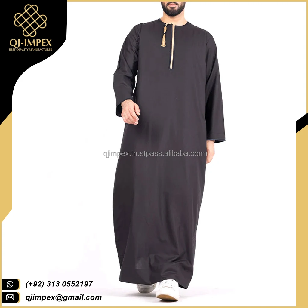 Muslim Men Prayer Qatari Standing Collar Robe Islamic Clothing Arab ...