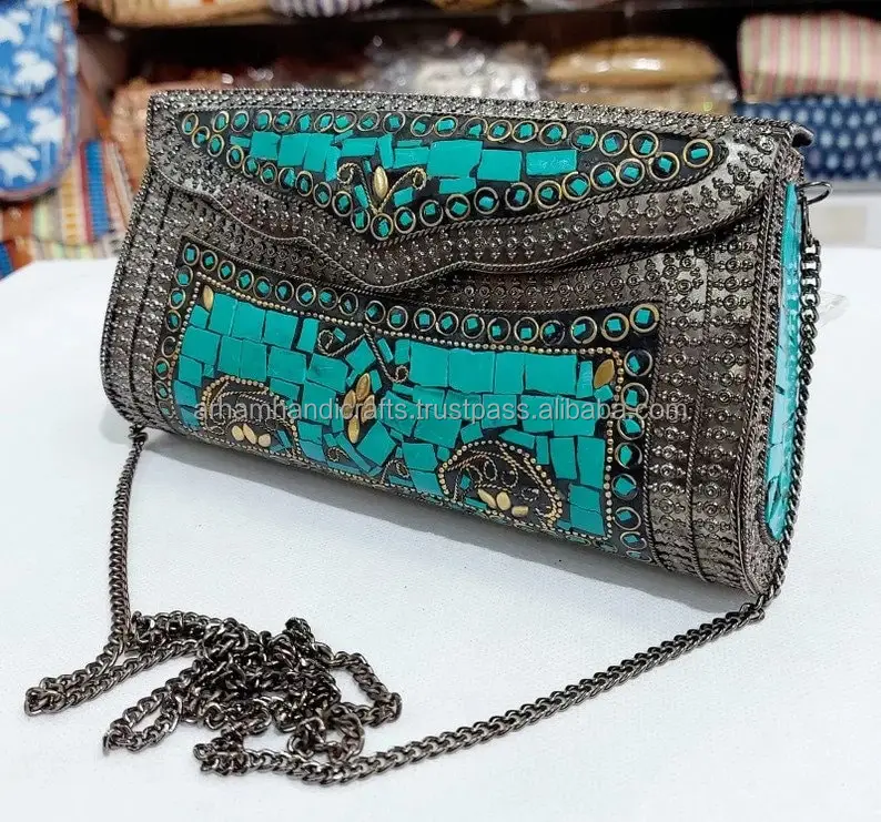 Latest Design Best Selling Metal Trendy Clutch Bag Mosaic Handbag For ...