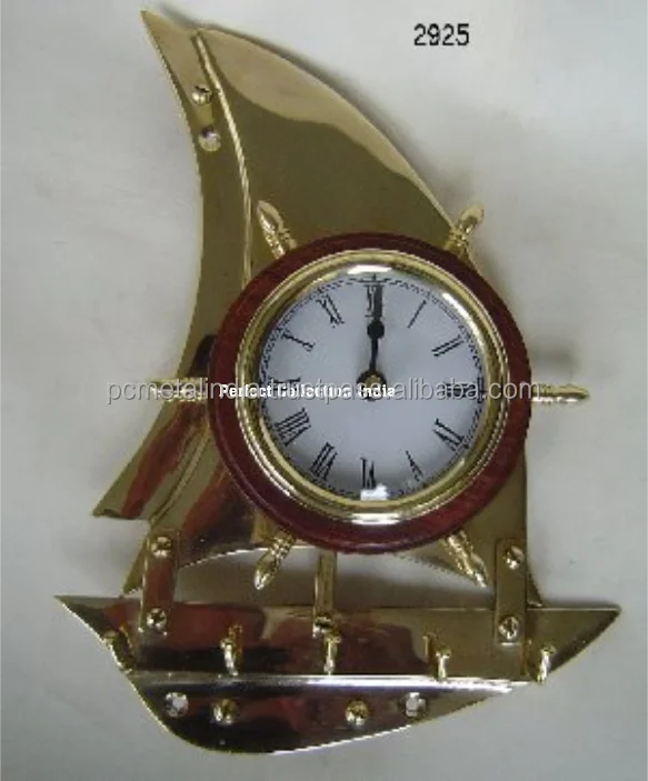 Solid Brass Maritime World Time Clock on Brass Stand Hanging Desk/7 ...