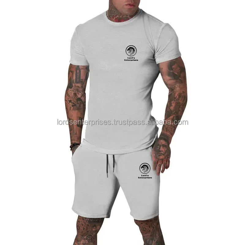 Customize Logo Short Men Set 100% Cotton Short Sleeve T Shirt And ...
