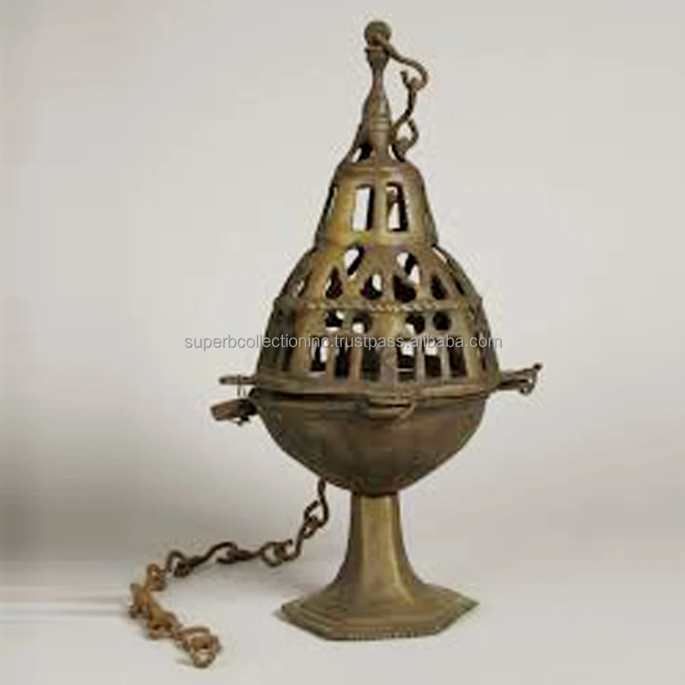 Catholic Brass Censer with Shiny Polish and Single Chain