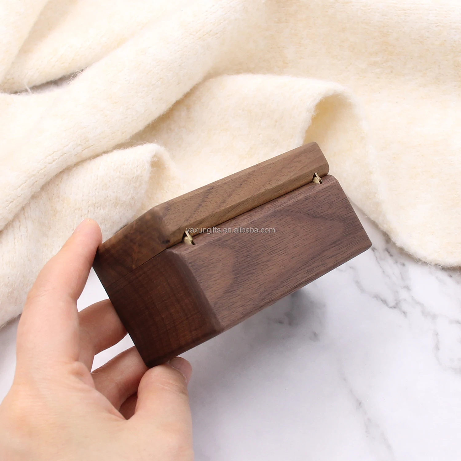 Walnut Wood Quad Wood Ring Box Storage for 2-4 Rings Ring Bearer Box ...