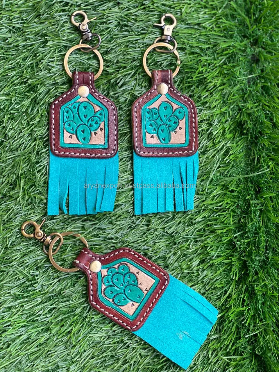 Hand Carved Tooled Leather Key Chains Cute Exotic Shape Leather Key ...