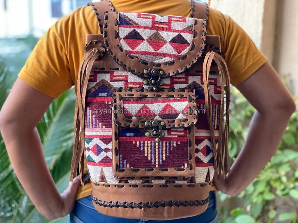 Shop Our Collection of Vintage Handmade Jacquard Leather Tassel Backpacks