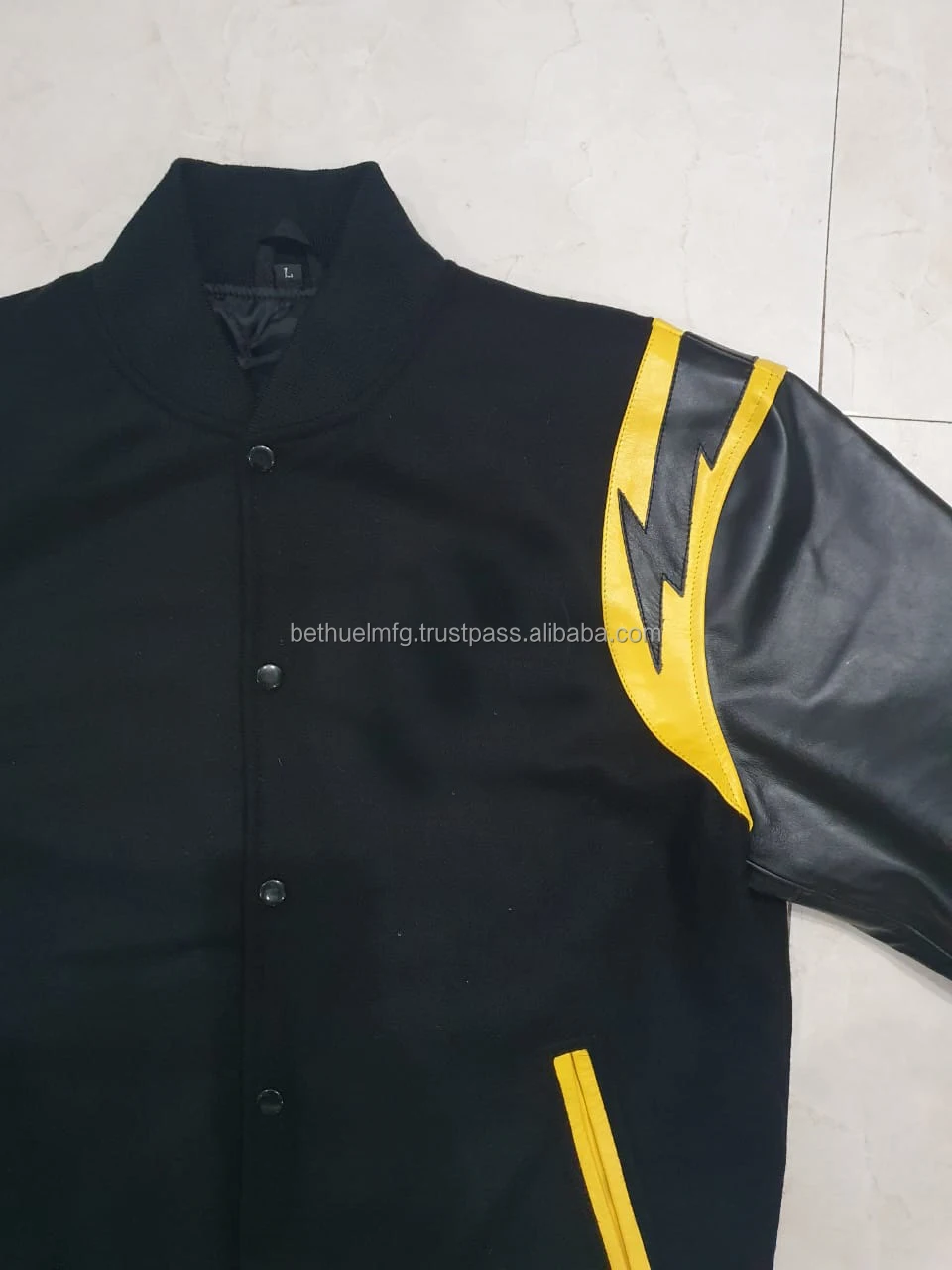 Customized Wool College Varsity Jacket Leather Sleeve Plain Lettermen ...