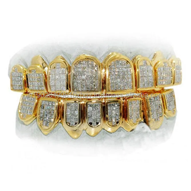 Custom Grillz 10k Solid Gold Teeth Grill Diamond Vvs Moissanite Grillz ...