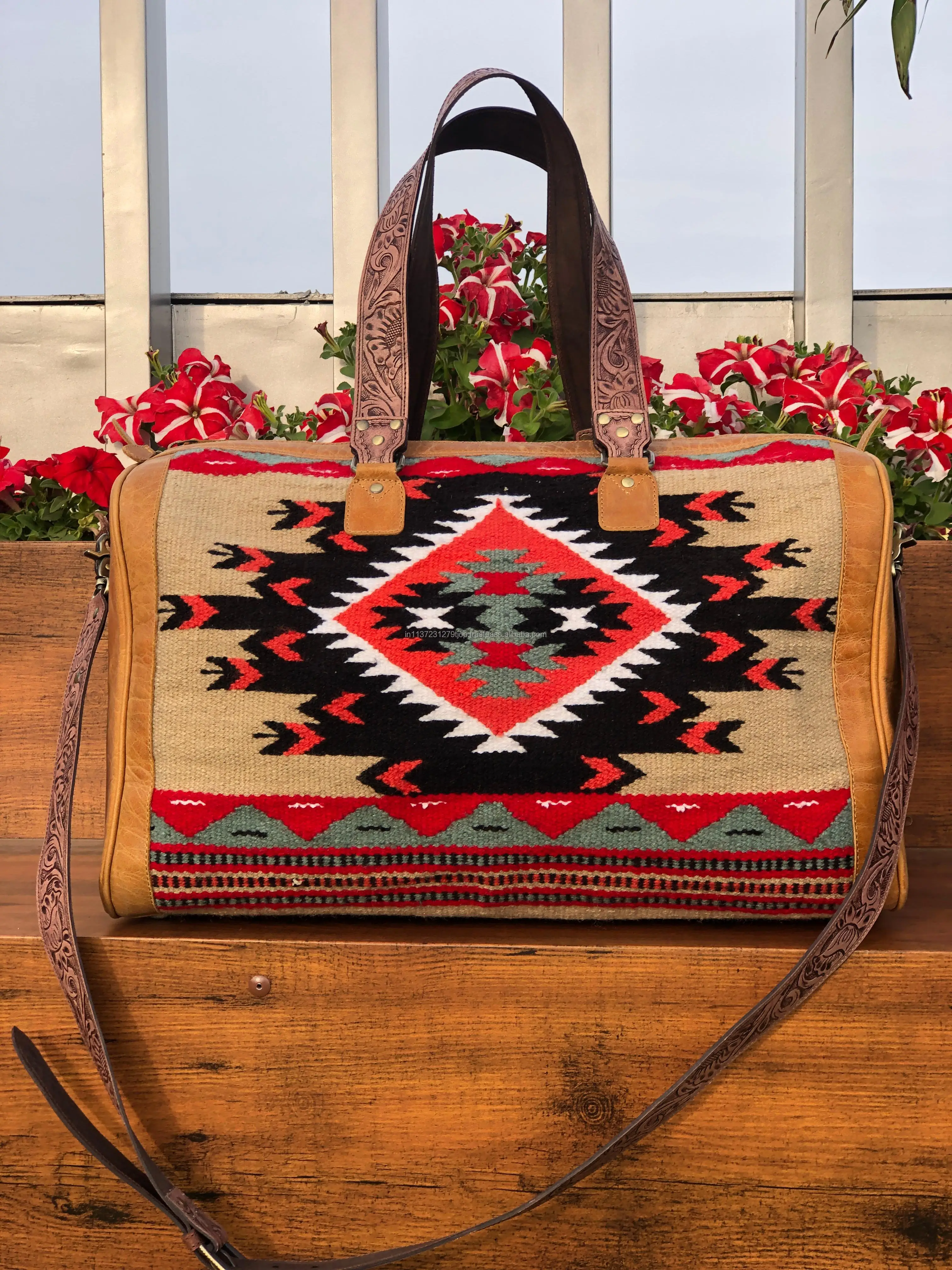 New Arrival Vintage Style Aztec Tooled Leather Duffel Bag Hot Sale ...
