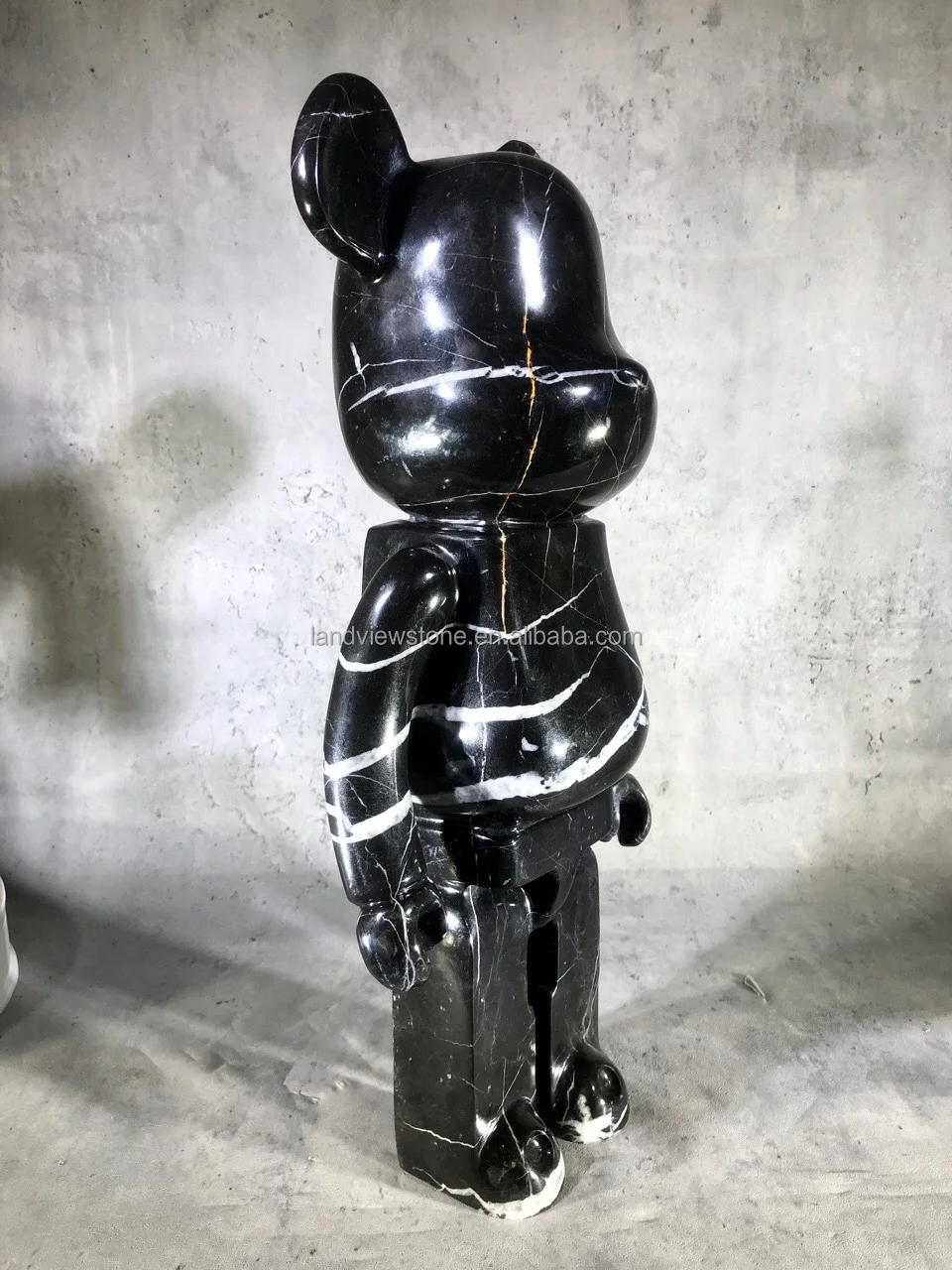 Modern Black Marble Bearbrick Cartoon Sculpture - Elegant Home Decor ...