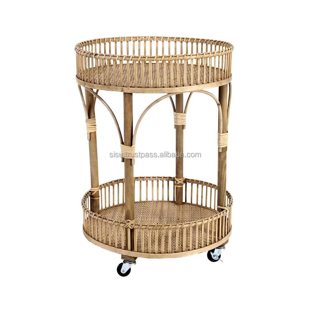 Rattan Trolley bar Cart Drink and Food Serving Trolley Hotel Restaurant ...