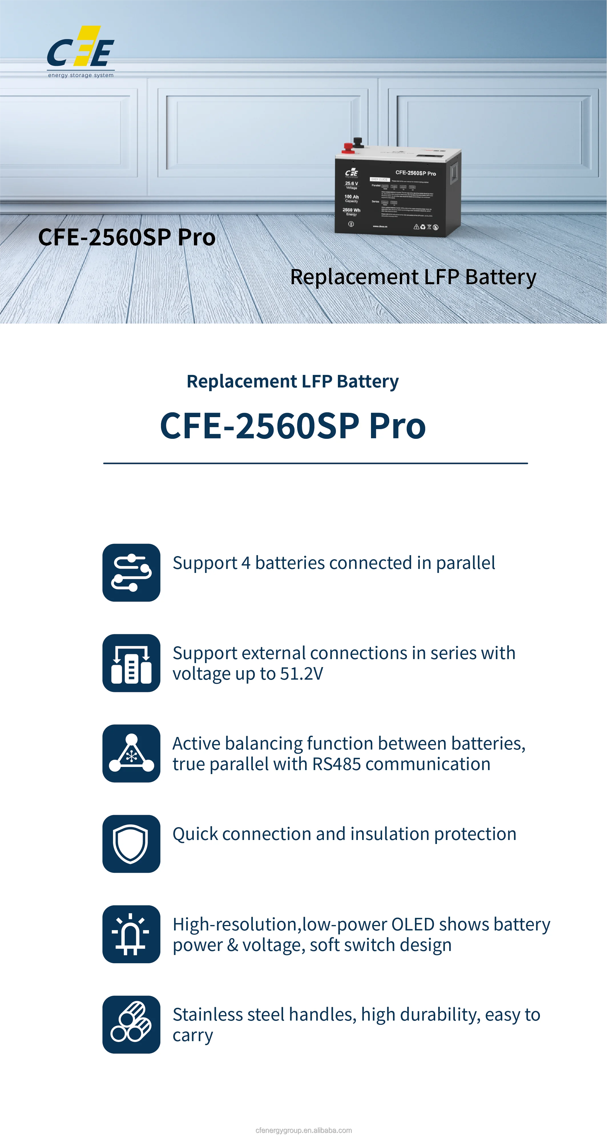 Cfe High Voltage Stacked 15kw Lithium Battery 48v Lifepo4 Battery 50ah ...