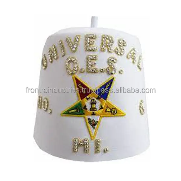 Hand Embroidered Daughter Fez Custom Masonic Fez Hat & Case White Wool ...