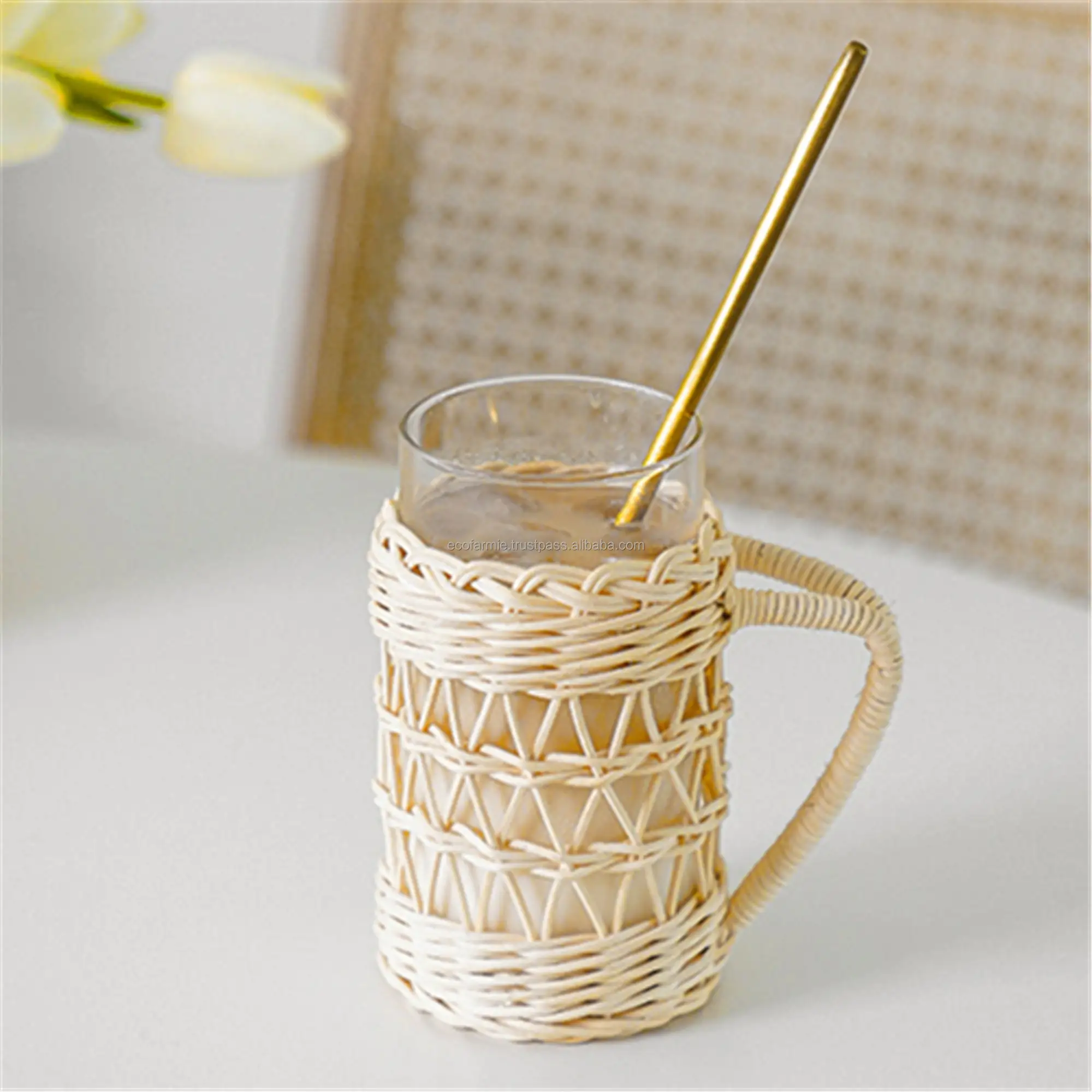 Eco-friendly Woven Cup Covers - Natural Seagrass Accessories