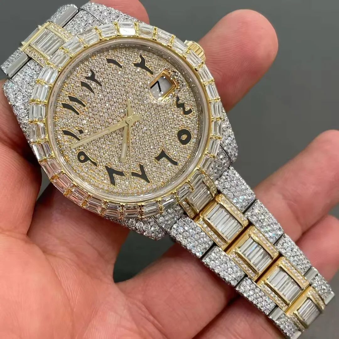 Iced Out Hip Hop Full Iced Bugatti Diamond On Bezel And Belt Watch For ...