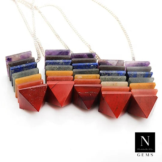 Seven Chakra Terminated Necklace Charms Pendants Silver Plated Chain ...