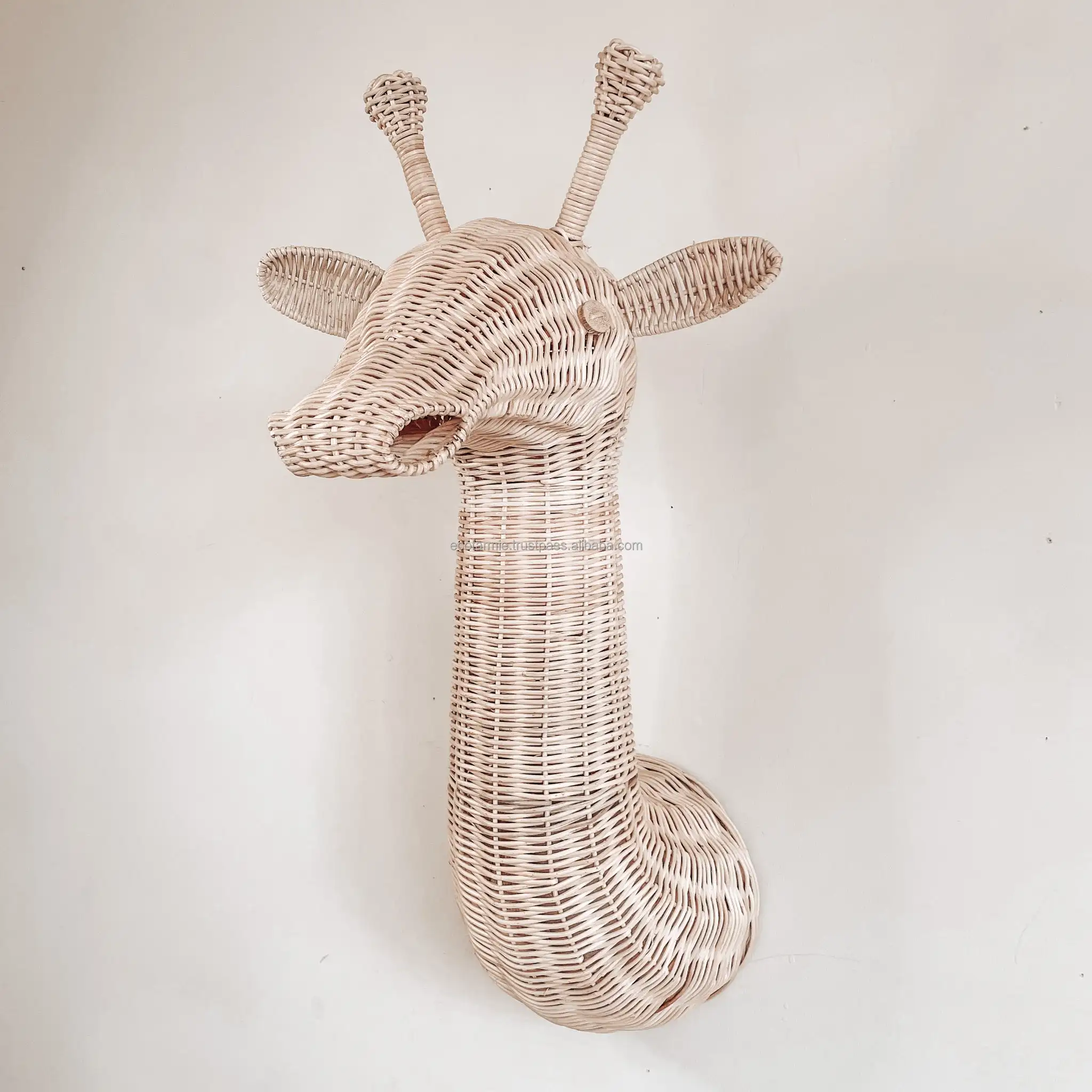 Wicker Wood Animal Head - Handwoven Rattan Giraffe Decor
