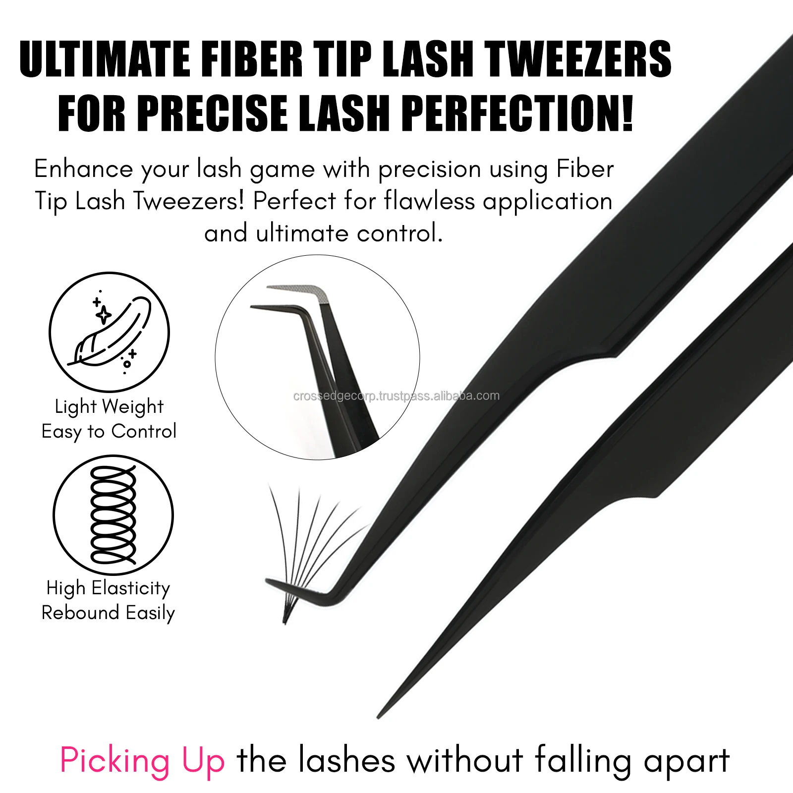 Fiber Tips Lash Tweezers 90 Degree Eyelash Extensions Narrow Tip 75 Deg ...