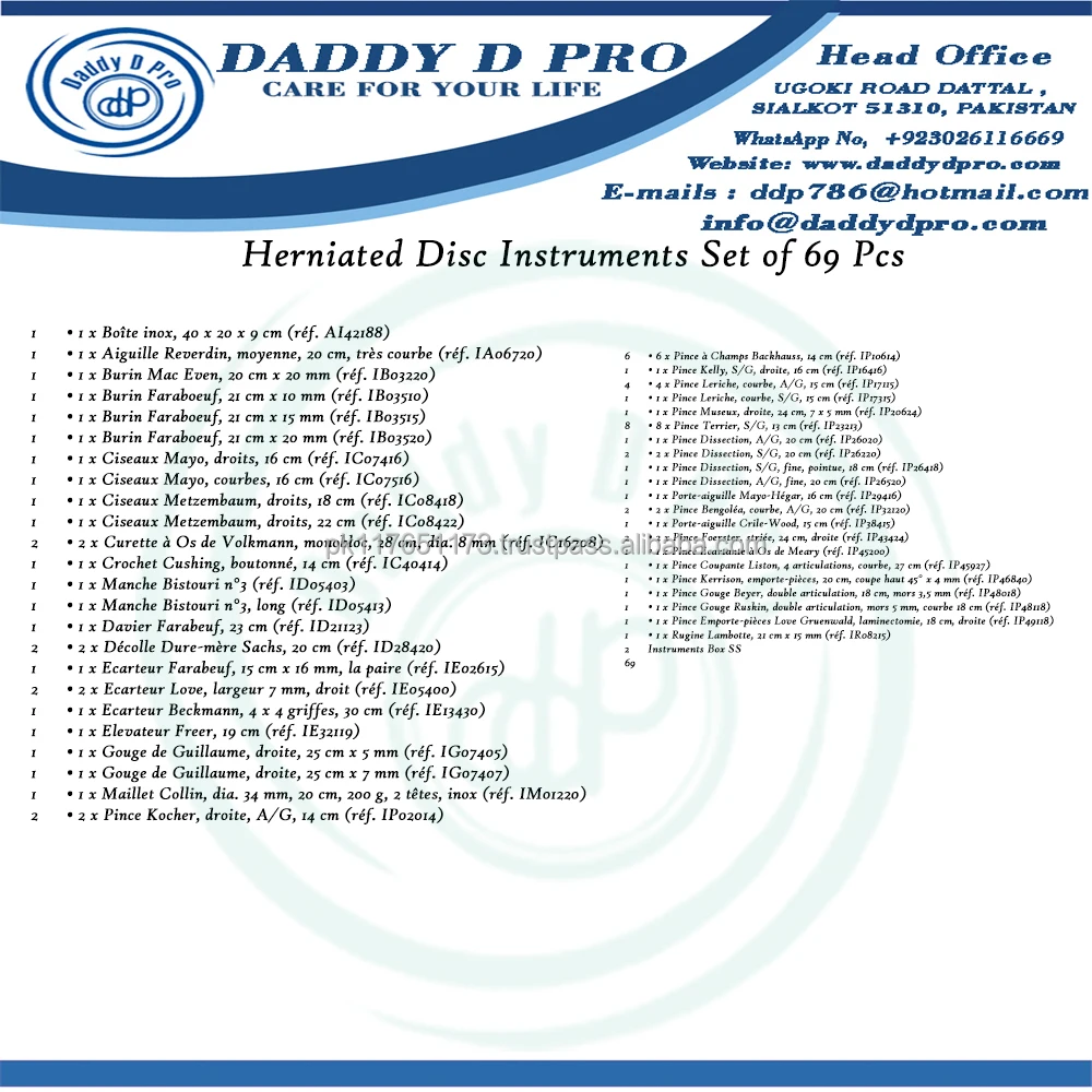 Herniated Disc Surgery Instruments Set Of 69 Pcs Stainless Steel ...