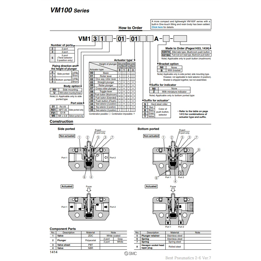 SMC Pneumatics Mechanical Control Valve Model VM130-01-33A-B| Alibaba.com