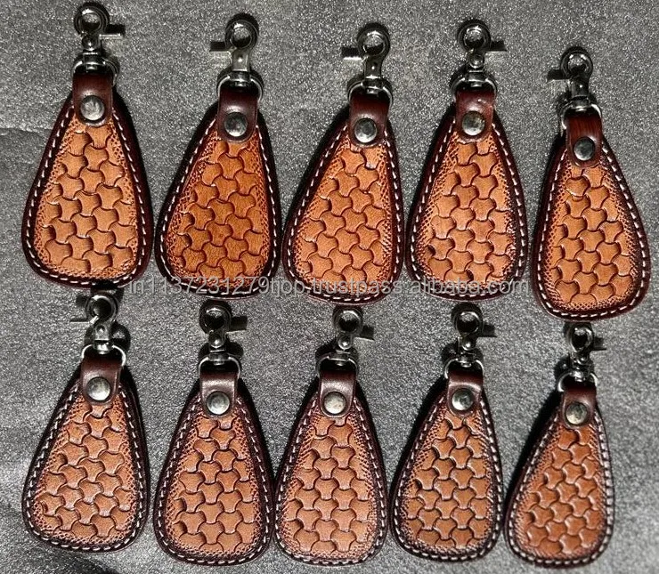 Hand Carved Tooled Leather Key Chains Cute Exotic Shape Leather Key ...