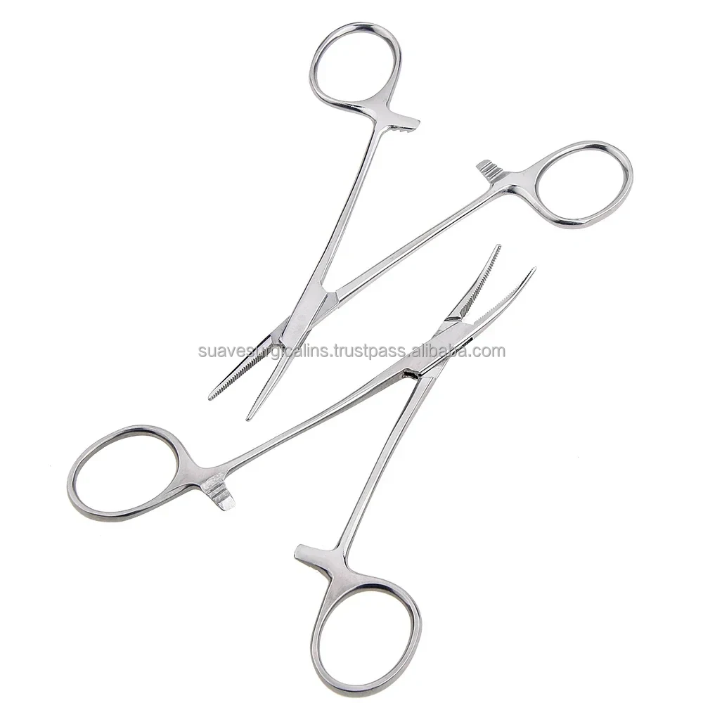 Curved Straight Tip Locking Clamps Forceps Stainless Steel Surgical ...