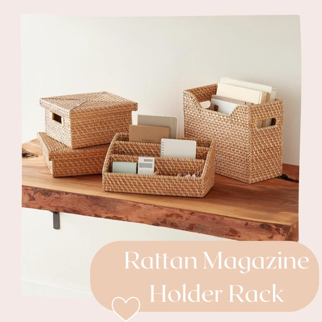 Paper File Rattan Magazine Display Holder Racks Office Organizer Desk ...