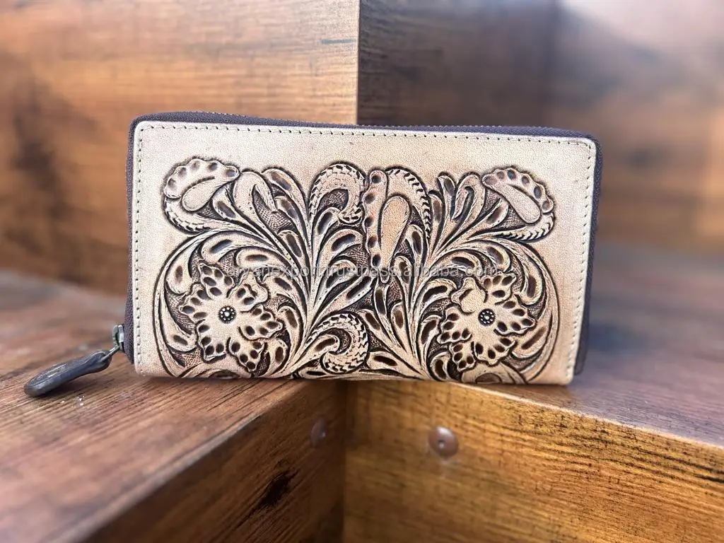 Real Handmade Tooled Leather Western Style Women Clutch Purse Hot ...