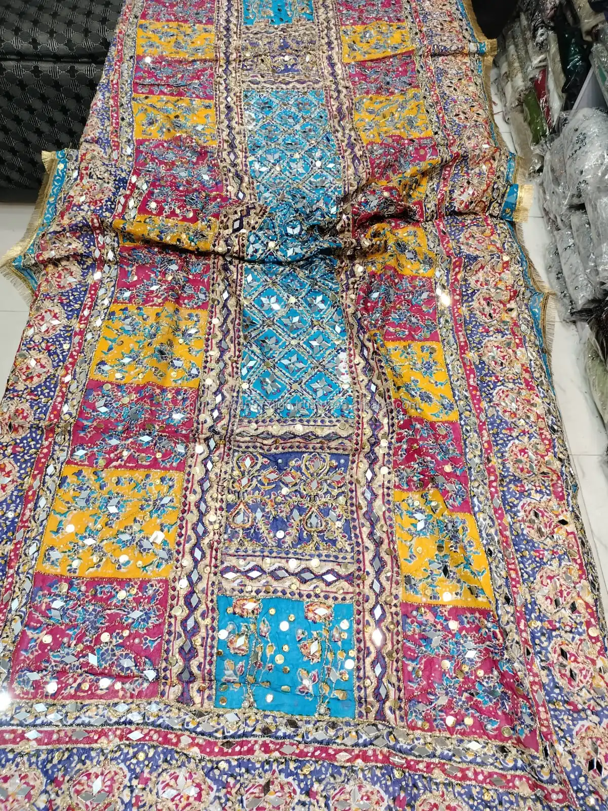 Ssumaira Collection Screen Printing Mirrors Dupatta Fabric Pure Silk ...