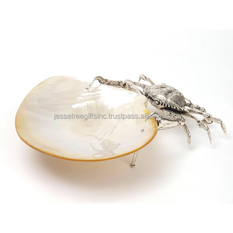 Aluminium Serve Bowl Crab Inlay Design With White Enamel & Antique ...