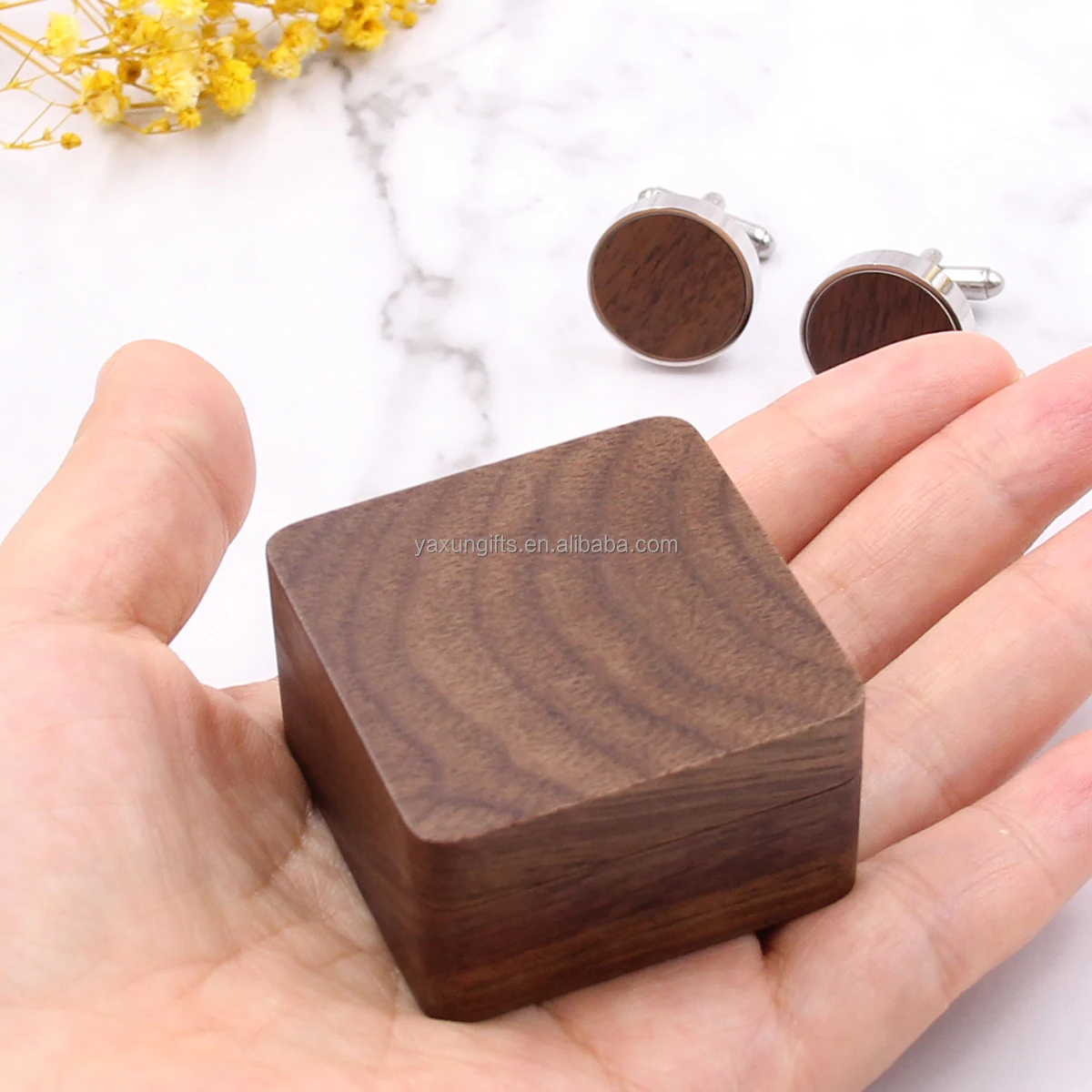 Men's Solid Walnut Wood Cufflinks Box Wood Tie Clip Box Wedding ...