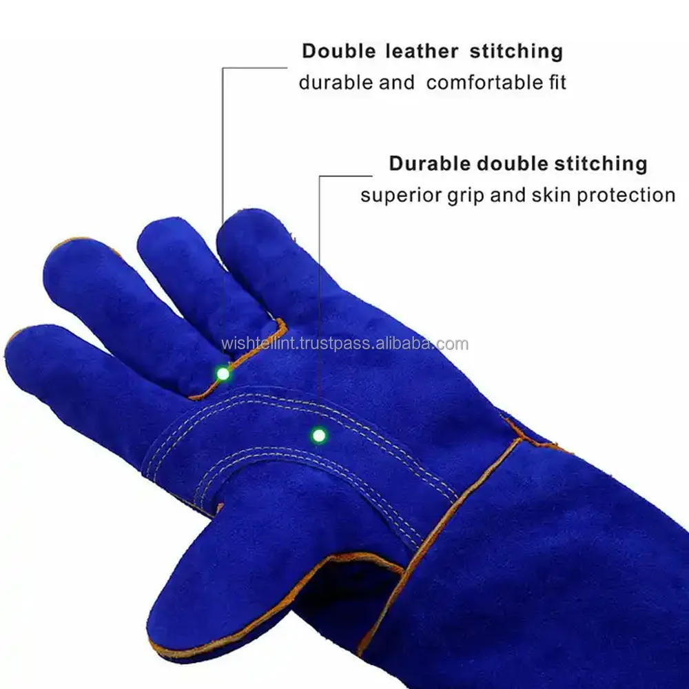 Wholesale 2024 Arrival Blue Genuine Cowhide Leather Long Cuff Cut ...