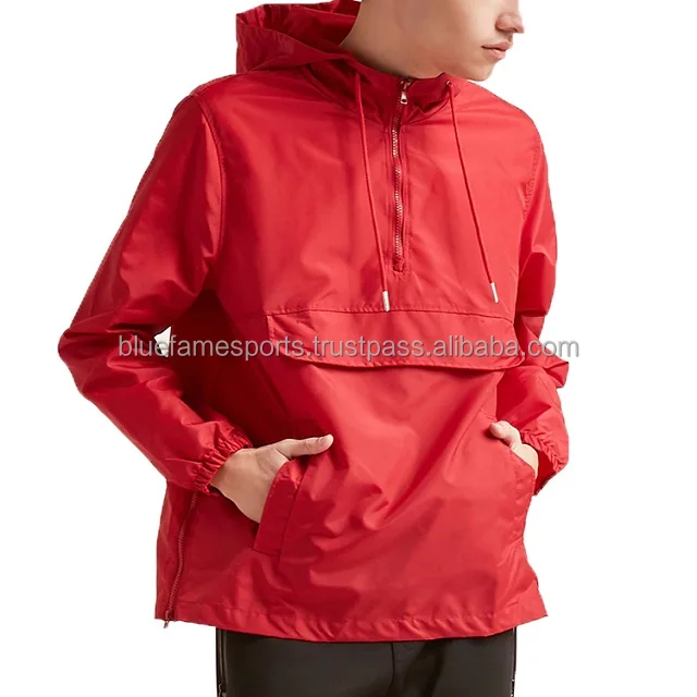 Wholesale Blank Custom Pullover Windbreaker Jacket Men's Hoodies Side-zip With Pockets Rain Coat ...