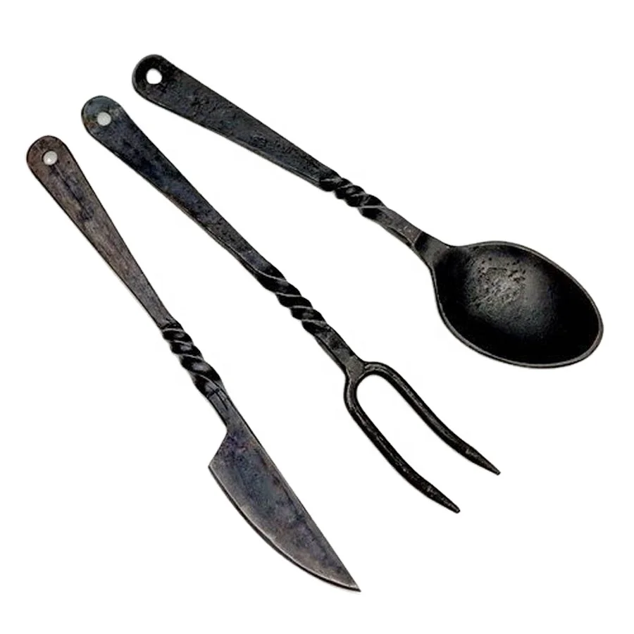 3 Piece Medieval Feasting Set Forged Steel Medieval Cutlery Set - Buy ...