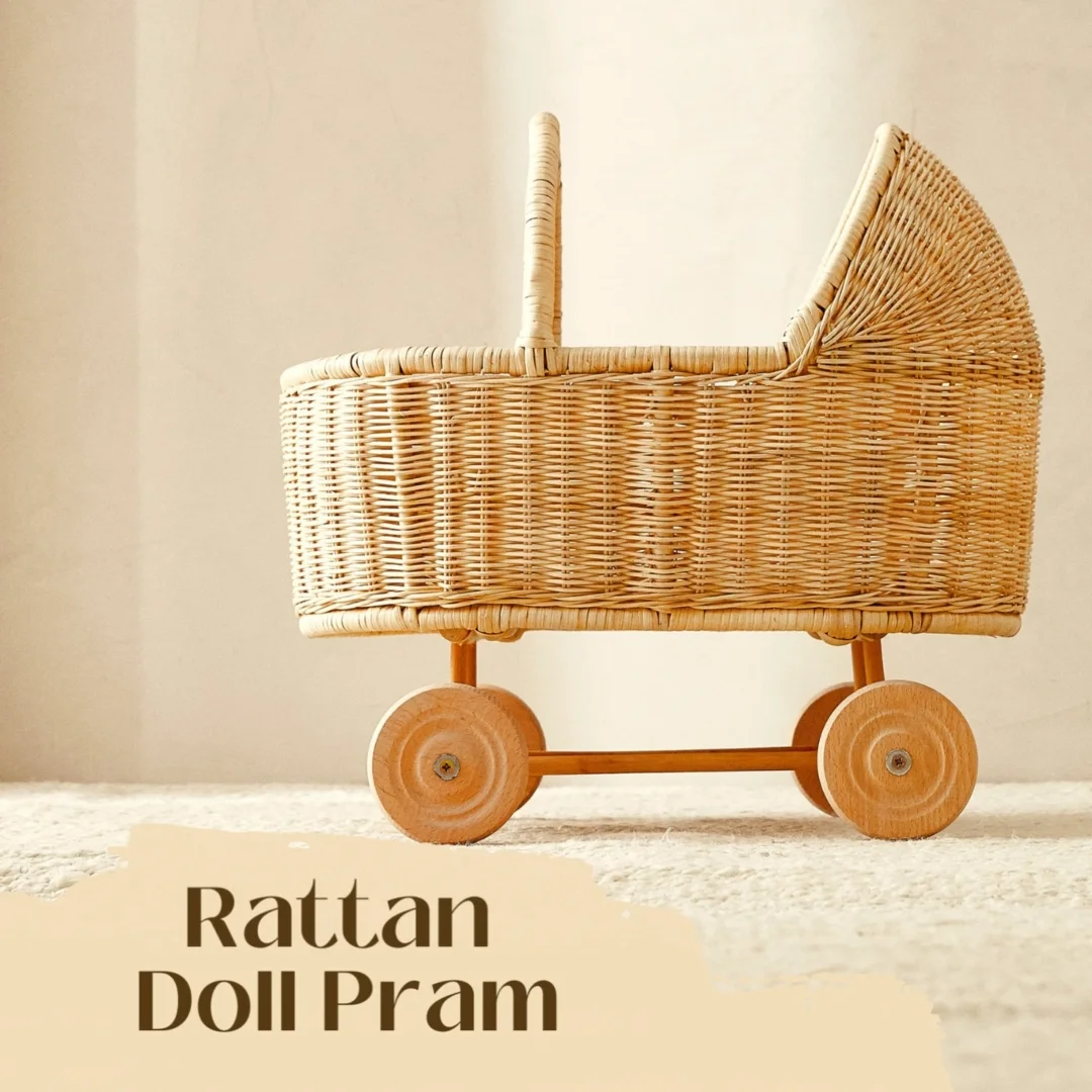 Eco Friendly Handmade Woven Rattan Doll Cart Prams Wholesale Pram ...