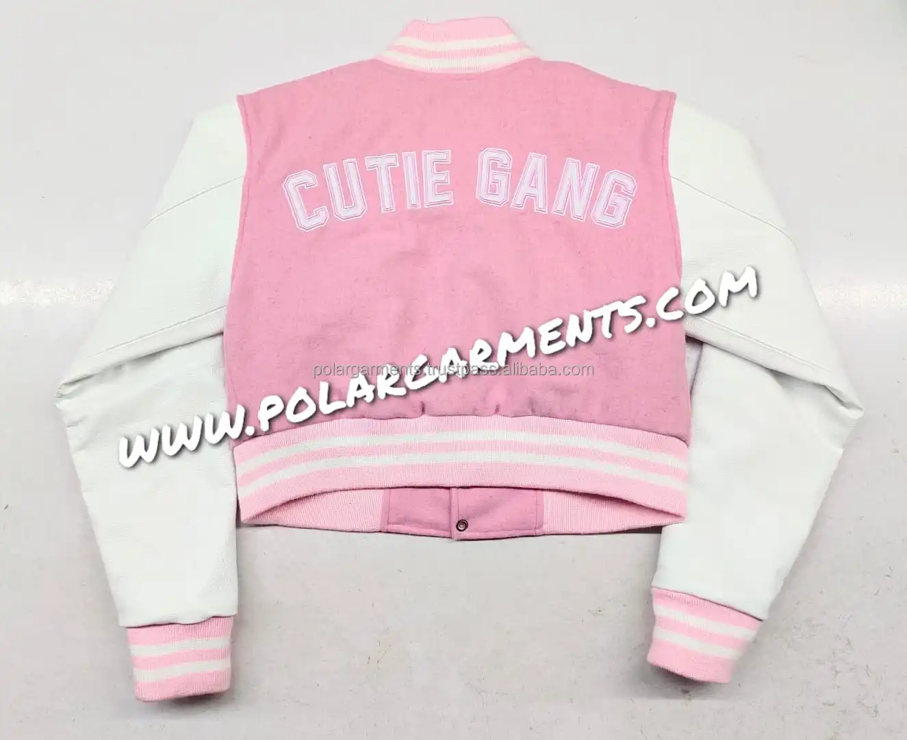 Wholesale Women Crop Varsity Jacket - Genuine Leather & Wool