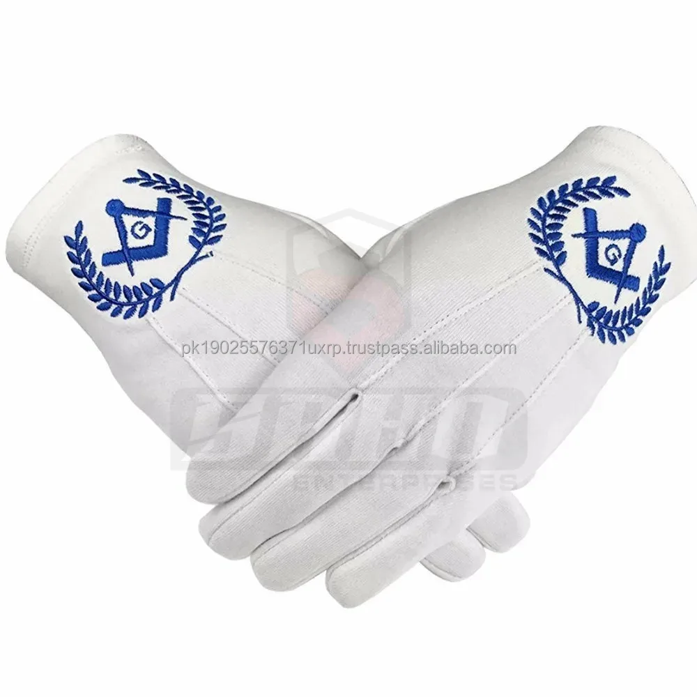 Masonic Regalia Soft Cotton Gloves With Square Compass Gloves Masonic ...