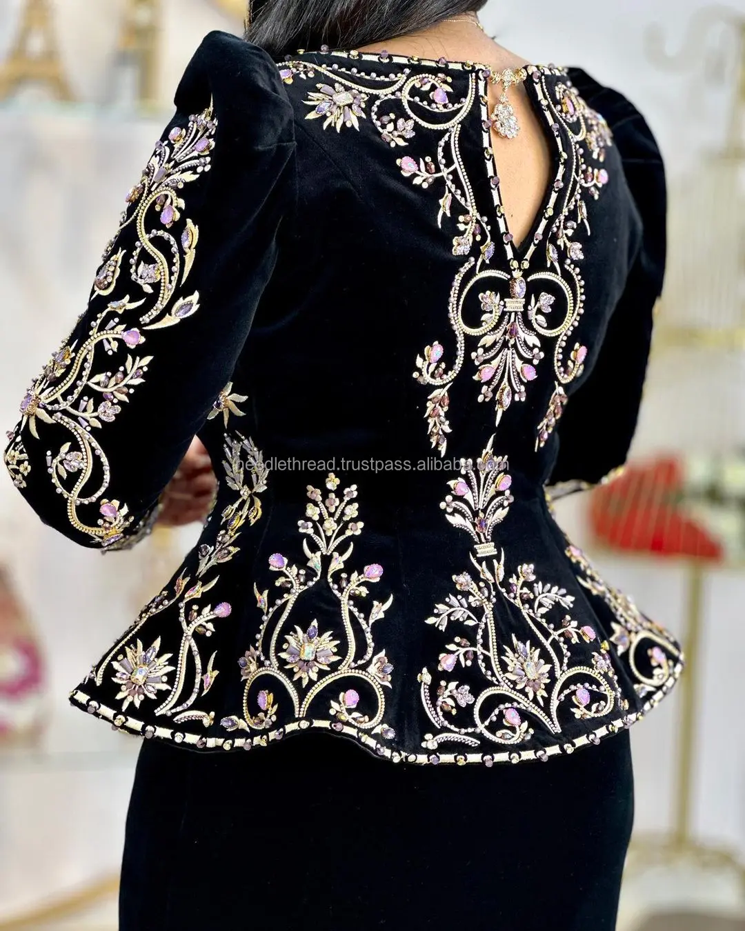 Black Silver Color Velvet Eid Ramadan Hand Work Moroccan Caftan Kaftan ...